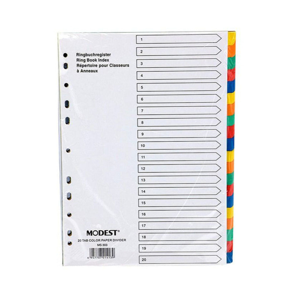 Modest Paper Divider 1-20 Colour with Number Set, A4 Size, Multicolour ...
